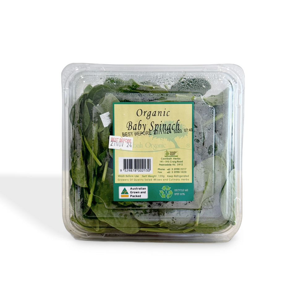 Spinach Baby Certified Organic 120g (Per Punnet) – Camberwell Wholefoods